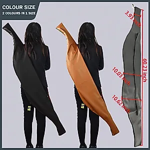 ZSHJGJR Traditional Takedown Recurve Bow Case - 60 inch Archery Bow Cases, PU Leather Recurve Bow Case with 6 Arrow Slots, Moisture, Splash & Sun Protection Mounted Archery Bow Bag Accessory