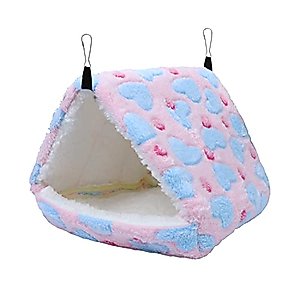 Litewoo Sugar Glider Sleeping Pouch Small Animal Hammock, Hanging Bed Warm Cotton Nest for Rat Hamster Gerbil Sugar Glider Chinchilla Squirrel Guinea Pig (Large Pink)