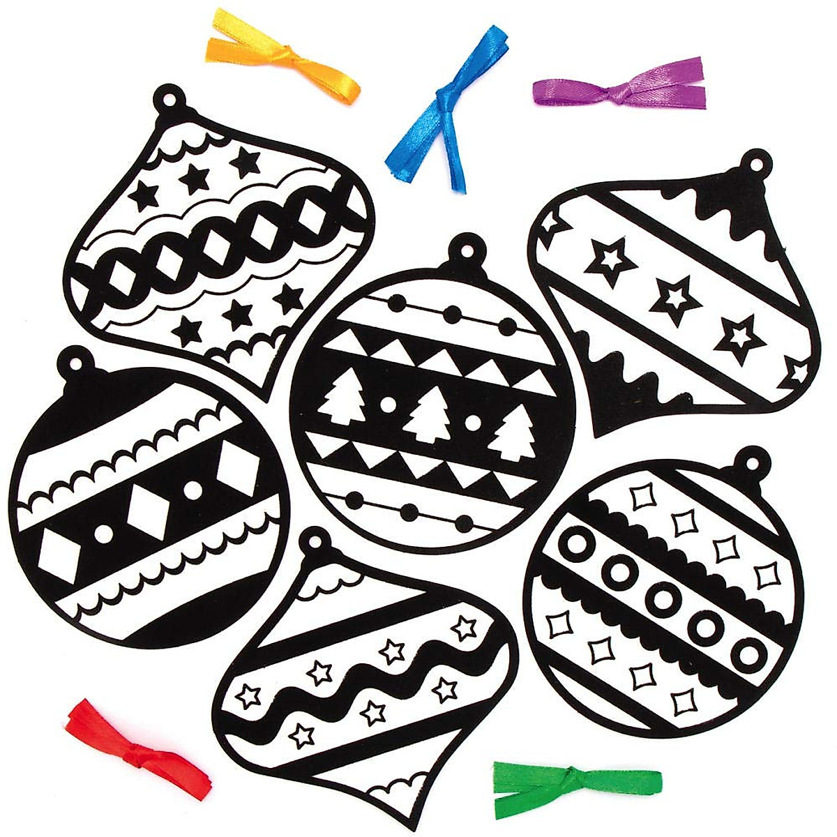 Baker Ross AX572 Christmas Fuzzy Art Ornament - Pack of 15, Festive Tree Ornaments for Creative Art and Craft Activities to Paint and Decorate