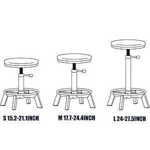BOKKOLIK Rusitc Swivel PU Seat Bar Stools Industrial 24-28inch Height Adjustable Counter Island Stool Office Guest Chair