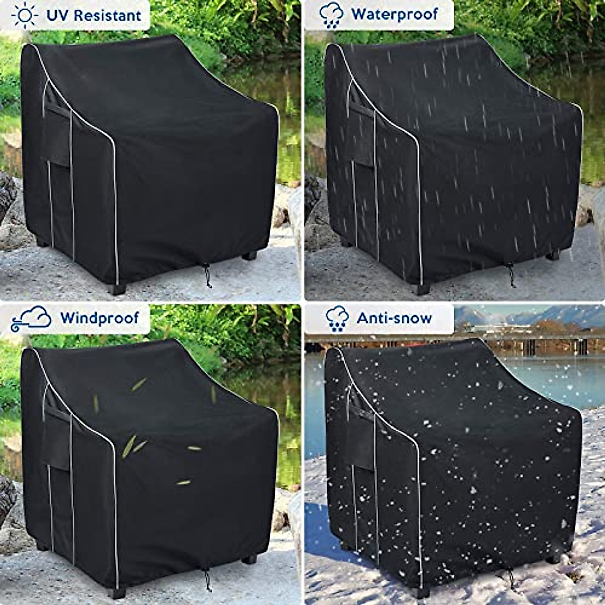 FORSPARK Outdoor Chair Covers Waterproof Clearance, Lawn Patio Furniture Chair Covers, Fits up to 29 x 30 x 36 inches (W x D x H) 2 Pack