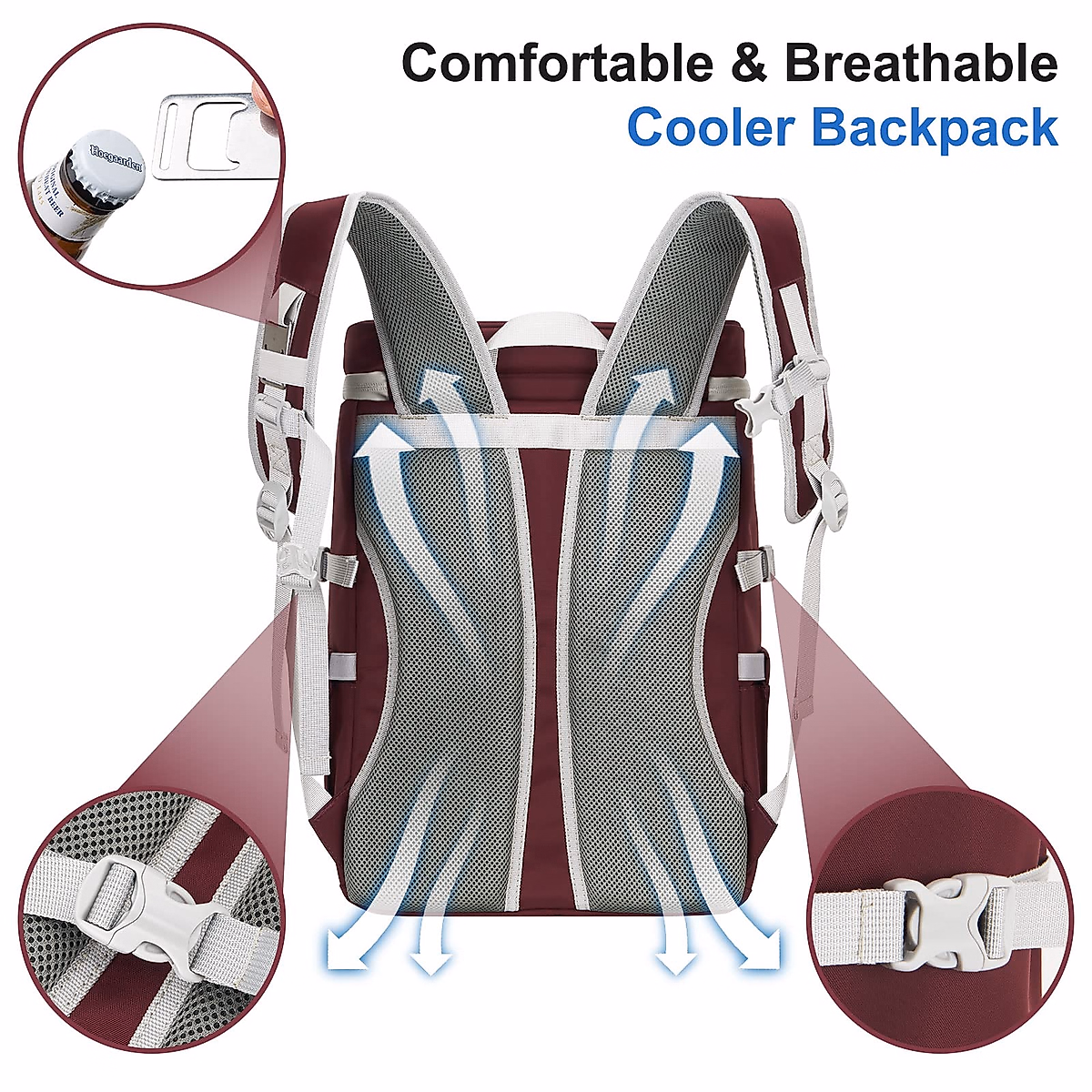 VKKZAAW Backpack Cooler Insulated Leak Proof 36 Cans,Cooler Backpack Insulated Waterproof for Men Women Beach Camping Lightweight Cooler