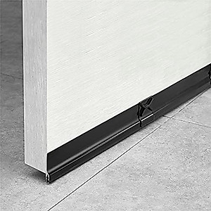CQMMA 42 inches Door Draft Stopper Metal Under Bottom Mouse Seal Strip Aluminum Noise Blocker with Rubber Sweep, Black
