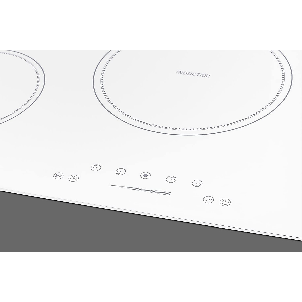 Summit SINC5B36W 36-inch 5 burner Digital Electric Induction Cooktop, White Ceramic Glass, 208V-240V, 9300W, Child lock, Energy Efficient, Timer, Easy to Clean