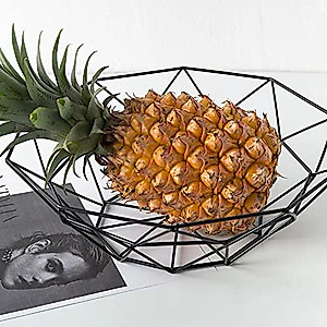 Fruit Bowl, Fruit Bowl For Kitchen Counter, 2Pcs Wire Fruit Basket, for Countertop, Home Decor, Table Centerpiece Decorative Hold Vegetables, Bread, Snacks (Black)