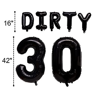 Dirty 30th Birthday Decorations for Him and Her - Dirty 30 Balloons Banner Letter Decoration Set, 30th Birthday Decorations for Men and Women, dirty 30" Aluminum Foil Letters. (Dirty 30th)