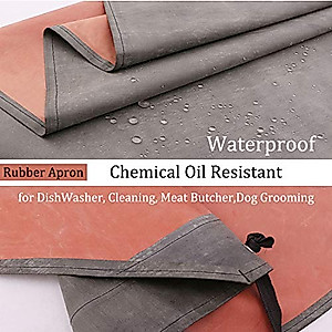 Rubber Apron Waterproof Aprons Chemical Oil Resistant Aprons for Dishwashing, Cleaning Fish, Gardening, Lab Work, Butcher and Dog Grooming