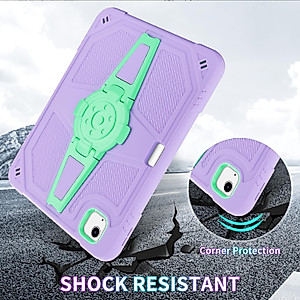 WESADN for iPad Air 5th Generation Case Pro 11 Inch Case 4th/3rd/2nd/1st with Screen Protector Foldable Kickstand Shoulder Strap Pencil Holder for Kids Girls Rugged Cover for iPad Air 4 Purple Teal