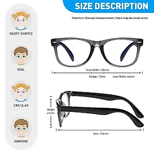 DYLB Kids Blue Light Blocking Glasses girls boys 2 pack, computer video gaming glasses for kids girls boys Age 3-10,Anti blue light & Headache (transparent black + transparent)