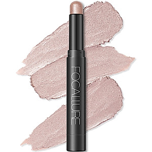 FOCALLURE Shimmer and Matte Cream Eyeshadow Stick,Smooth Brilliant Eye Brightener Pencil for Women,Long Lasting Waterproof Eye Shadow and Liners Makeup,CHAMPAGNE