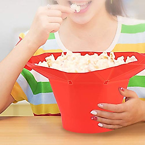 Silicone Popcorn Bowl, Red Folding Microwave Oven Popcorn Bowl DIY Silicone Popcorn Maker Machine Home Kitchen Tool for Home Housewife