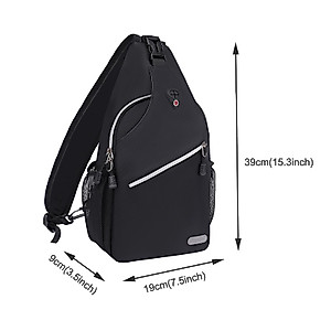 MOSISO Sling Backpack, Multipurpose Crossbody Shoulder Bag Travel Hiking Daypack, Black, Medium