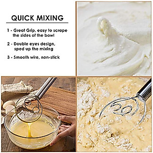 JIANYI 12 Inch Danish Dough Whisk, Rust Proof Stainless Steel Dutch Style Hand Mixer Blender for Bread, Pastry, Dessert, Sourdough, Batter or Pizza