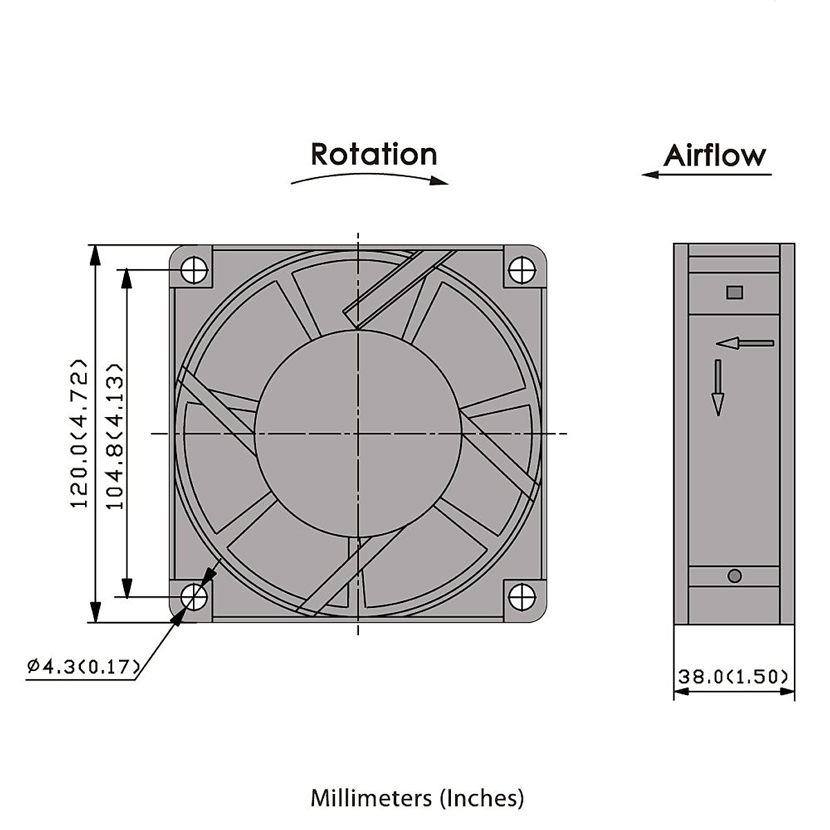 230V AC Cooling Fan. 120mm x 38mm HS