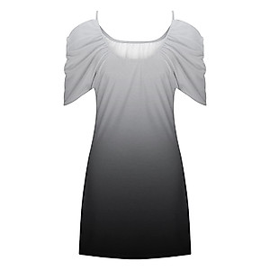 Women Dresses for Special Occasions Casual Summer Dresses 2023 Fashion Cold Shoulder Scoop Neck Tshirt Sundress Gradient Color Tunic Dress Photoshoot