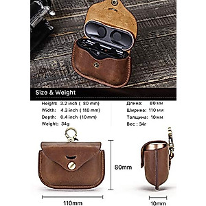 for wf-1000xm3 Case, Personalized wf-1000xm3 Leather case with Carabiner, Genuine Leather Protective Case Cover Shockproof for Sony WF-1000xm3 Case Wireless Charging Case (Blank, Brown)
