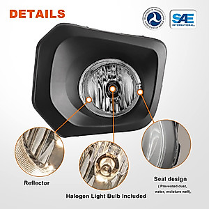 Nixon Offroad Fog Light Set Fit for 2016-2020 Toyota Tacoma SR / SR5 w/Bulb + Black Bezel Cover + Wiring Harness Kit + Universal Switch, Bumper Driving Fog Light Assembly, Fog Lamp Replacement Clear