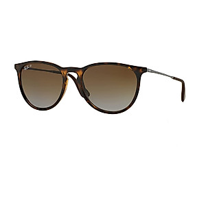 Ray-Ban RB4171 ERIKA 710/T5 54M Havana/Brown Gradient Polarized Round Sunglasses For Women+ BUNDLE with Designer iWear Eyewear Kit