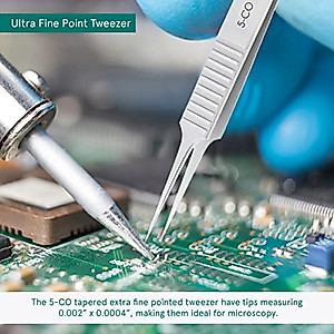 Cobaltima (Cobc0) - 5-CO - Tweezers - Ultra Fine Point - Straight Tapered - Five Star - Cobalt, 0.0394 Height, 0.3930 Wide, 4.25" Length