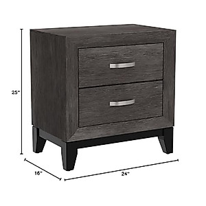 Acme Valdemar Metal and Wood 2-Drawers Nightstand in Weathered Gray