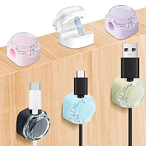 Pack of 6 Charging Cable Magnetic Cable Organiser Storage, 2024 Magnetic Cable Clips, Cable Self-Adhesive, Cable Organiser Self-Adhesive for Desk, Cable Self-Adhesive (B)
