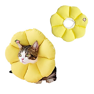 Cat Recovery Collar Soft Cute Waterproof Elizabethan Collar for Cats Cone Collar Protective Recovery kitten Collar for After Surgery to Prevent from Biting Scratching(ELC07-yellow-s)