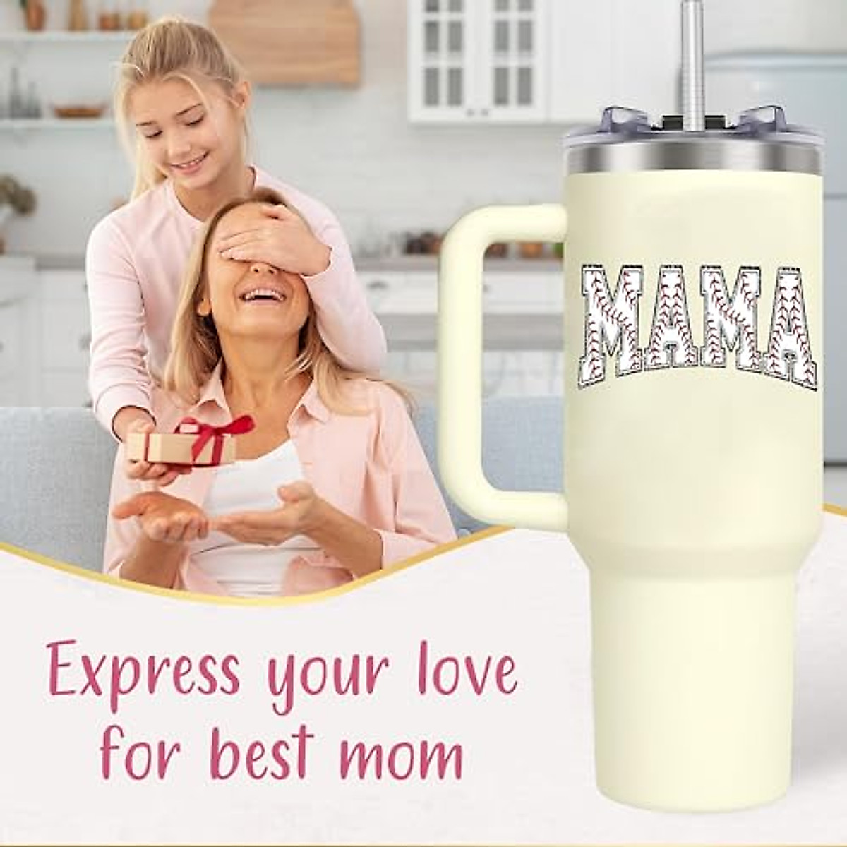 Personalized Baseball Mama Tumbler 40oz, Baseball Mom Gift Ideas, Baseballs Coffee Travel Mug, Mother's Day Gift, Gifts For Moms, Mother's Day Tumbler, New Moms Gifts, Birthday
