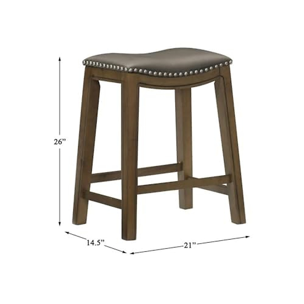 Homelegance Ordway Saddle Seat Counter Height Stool, 25"SH, Gray