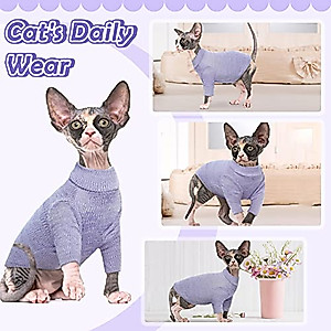 DENTRUN Sphynx Hairless Cats Shirt Pullover Kitten T-Shirts, Breathable Cat Wear Turtleneck Sweater Adorable Cat's Clothes Vest Pajamas Jumpsuit