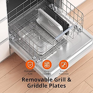 Indoor Grill, Smokeless Indoor Electric Grill & Griddle with Turbo Smoke Extractor Technology, Non-stick Cooking Surfaces, Tempered Glass Lid, 1500W Quick Heating, Great for Party