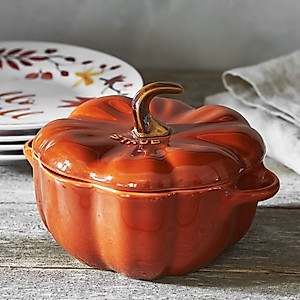 STAUB 0.5-qt Petite Ceramic, Oven & Stove Safe up to 572°F, Pumpkin Dish, Baking , Candy Dish, Burnt Orange