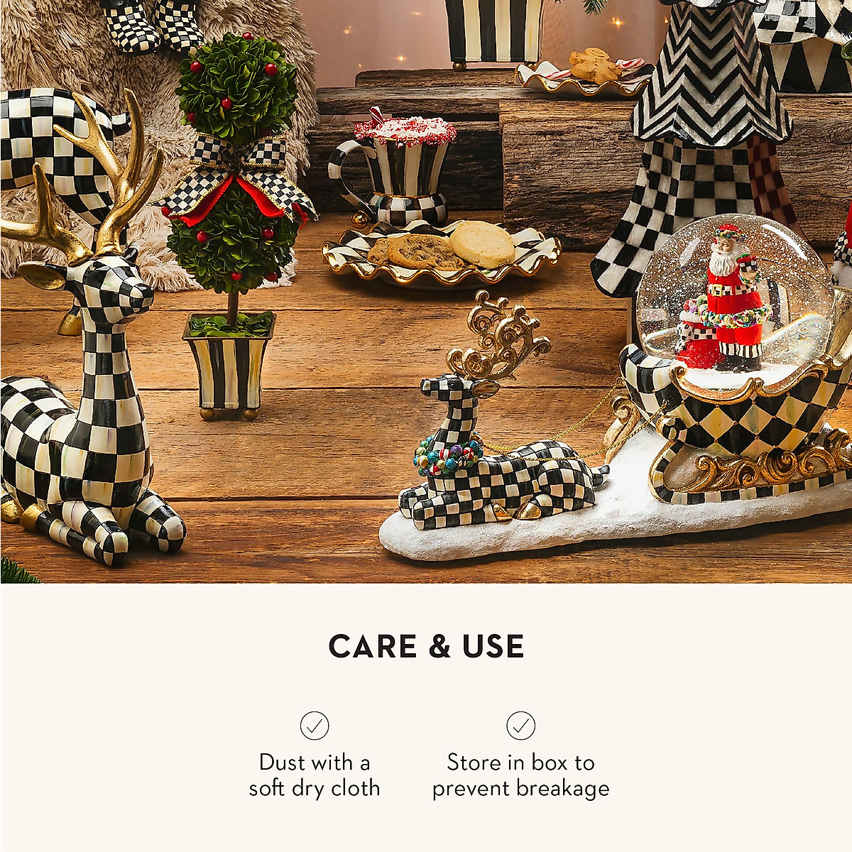 MACKENZIE-CHILDS Snow Globe, Christmas Decoration for Living Room, Holiday Decor, Dashing Through The Snow