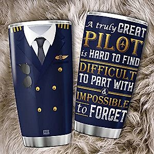 KOIXA Pilot Gifts For Men Stainless Steel Tumbler With Lid 20 Oz Cool Things For Pilots Insulated Coffee Travel Cup Aviation Gift Ideas Birthday Present Christmas Gifts For Him