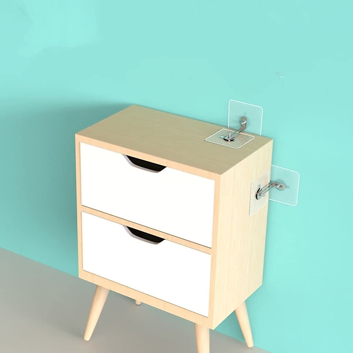 Ainior Adhesive Furniture Anchors for Baby Proofing, Secure Bookcase Dresser Shelf Cabinet to Wall for Child Safety - 2.36x2.36x0.1 inch ZJ001 0