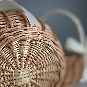 oAtm0eBcl Flower Basket Woven Hand-Held Wicker Decorative Picnic Storage Basket-Willow Handwoven Easter Basket White S