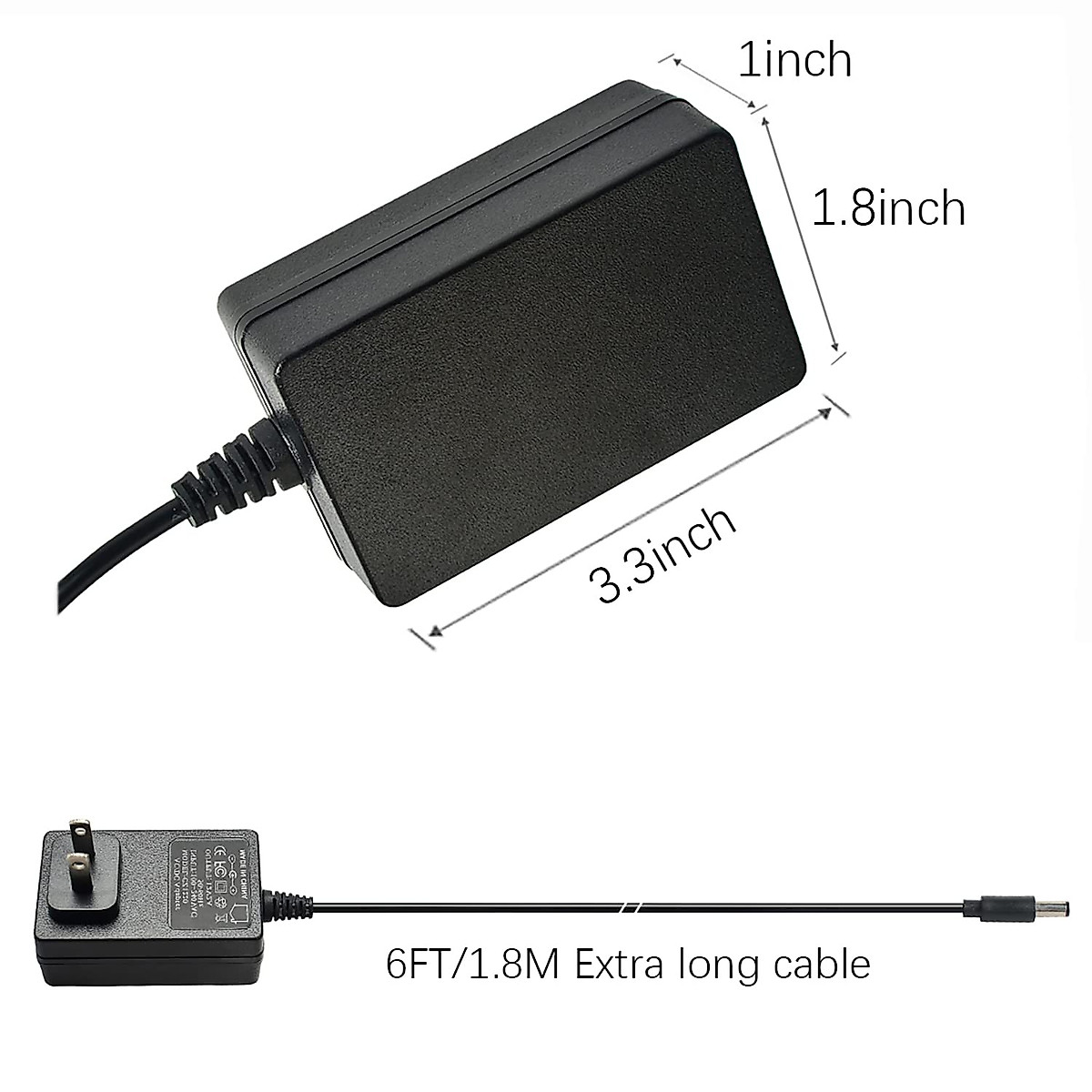 26V 1A Extra Long 6.6FT FEIYIU Power Supply Charger Cable (Input AC 100V-240V, Output DC 26 Volt 1 Amp 26 Watt) Adapter Transformer Converter DC 5.5mm x 2.1mm / 5.5mm x 2.5mm