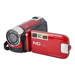 DV Camera, 16x Digital Zoom Gift Vlogging Camera 2.7in TFT Rotatable Screen 1080P 16MP Long Battery Life for Baby's Growth Records (Red)