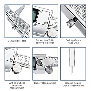 Digital Caliper Micrometer, REEXBON 6 Inch Caliper Measuring Tool, Inch/mm/Fractions Conversion, Stainless Steel Precise Vernier Calipers with Extra-Large LCD Screen