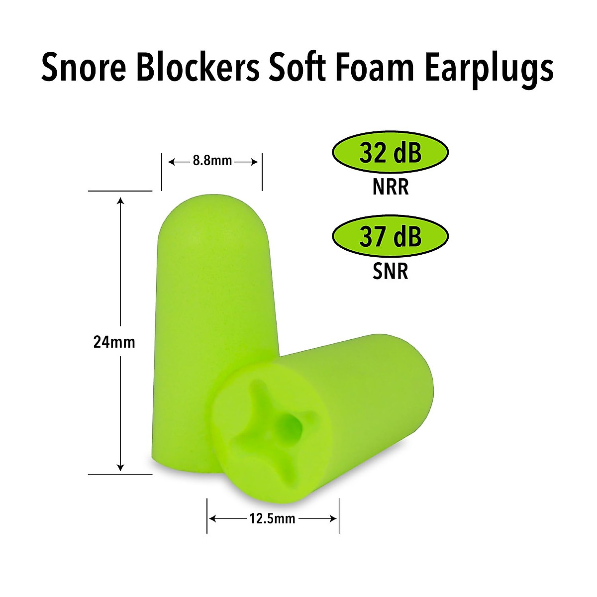 Mack’s Snore Blockers Soft Foam Earplugs, 50 Pair – 32 dB High NRR, 37 dB SNR – Comfortable Ear Plugs for Sleeping, Snoring, Loud Noise and Travel