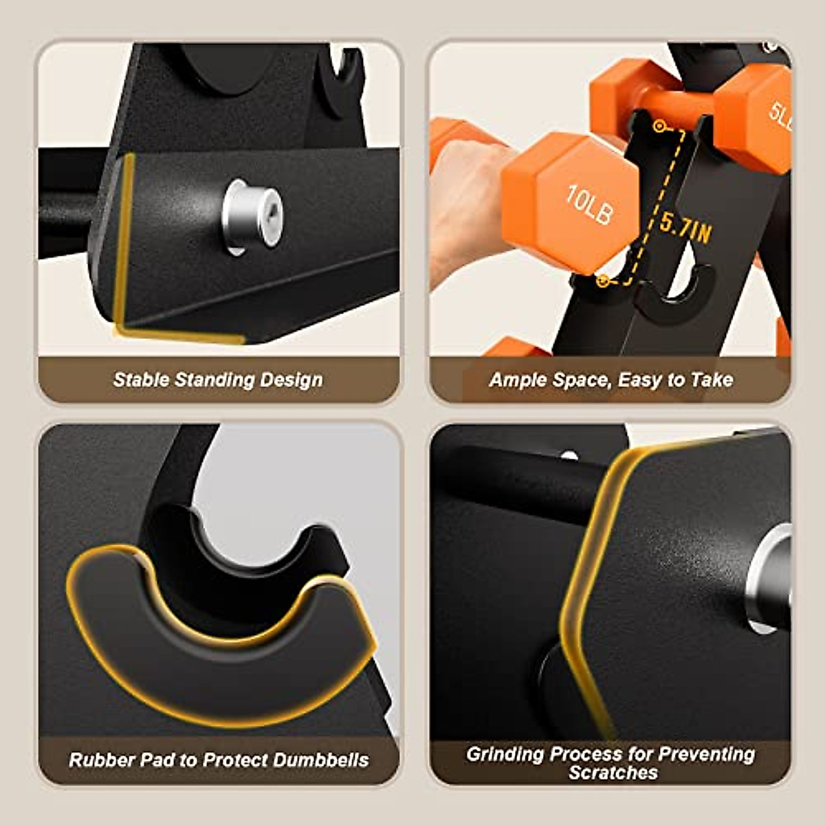 AKYEN Dumbbell Rack, Weight Rack for Dumbbells Compact A-Frame 3-Tier Home Gym Space Saver