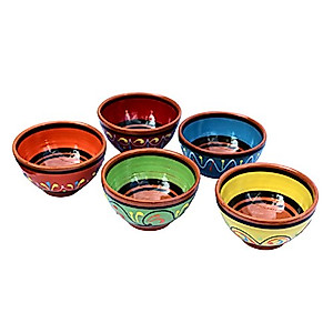 Cactus Canyon Ceramics Spanish Terracotta 5-Piece Small Salsa Bowl Set (European Size), Multicolor