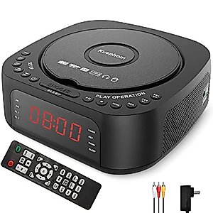 Kuephom CD Players for Home with Alarm Clock,Boombox CD Player with Bluetooth and Radio,DVD Players for TV,USB Ports for Playing and Charging,RCA ouput displaying Video and Picture,with Remote