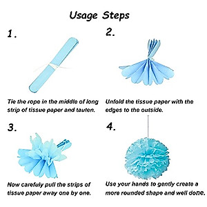 Cocodeko Hanging Set, Tissue Paper Poms Flower Fan and Honeycomb Balls for Birthday Baby Shower Wedding Festival Decorations-Blue, 3 Gram