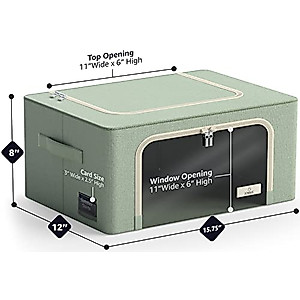 Sorbus Storage Bins with Metal Frame - Stackable & Foldable Clothes Organizer Bags - Oxford Fabric Storage Containers with Large Clear Window & Carry Handles, Organization for Bedroom, Closet, Bedding, Linens, sheet, Pillow, Blanket, Clothes, Books, and t