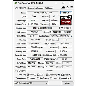 QTHREE Radeon HD 6570 Graphics Card,Dual HDMI,1GB,GDDR3,64-Bits,Low Profile Computer GPU,Desktop Video Card for PC Gaming,DirectX 11,PCI-Express 2.0 X16