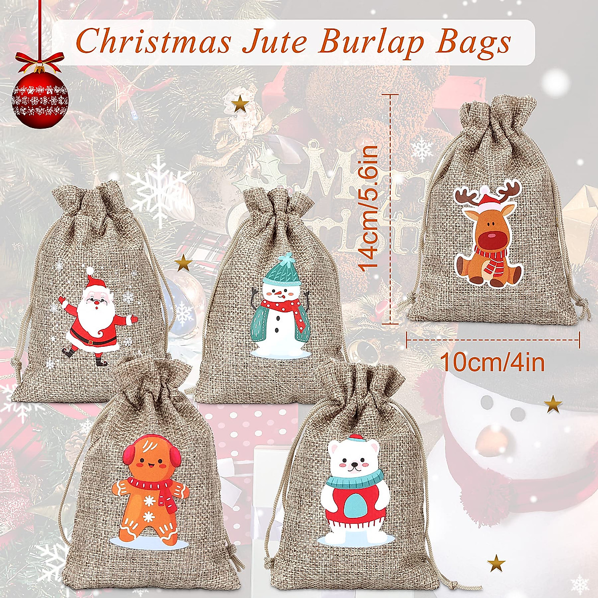 JUNEBRUSHS St Patricks Day Burlap Gift Bags, 42 Pack Saint Patricks Linen Burlap Bag with Drawstring St. Patrick's Day Goodie Candy Treat Bags for Kids Irish Party Favors Shamrock Clovers Small Gift Bags