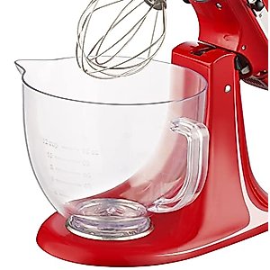 5 QT Food Grade Plastic Mixer Bowl Compatible with KITCHENAID TILT-HEAD STAND MIXERS 4.5-Quart (4.3 L) And 5-Quart (4.7 L), With Spout and Measuring Lines, Light weight, Shatter and Crack proof