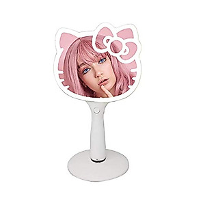Impressions Vanity Hello Kitty LED Handheld Mirror, Makeup Vanity Mirror with Standing Base and Adjustable Brightness