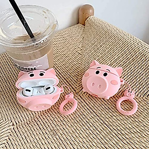 Huayou Cute Case Cover for 2021 Apple Airpods 3rd Generation with Keychain,Cool 3D Cartoon Fun Motorcycle Designed Shockproof Protective Soft Silicone Case for Women Men Girls Boys (Pink Pig)