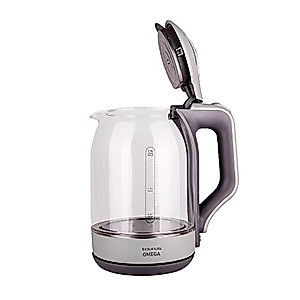 Taurus Omega | Glass Electric Teapot with Led Light | Electric Kettle | Appliances | Wireless Jug | 1.8 liters | 65 ounces | Water boiler | Minimalist